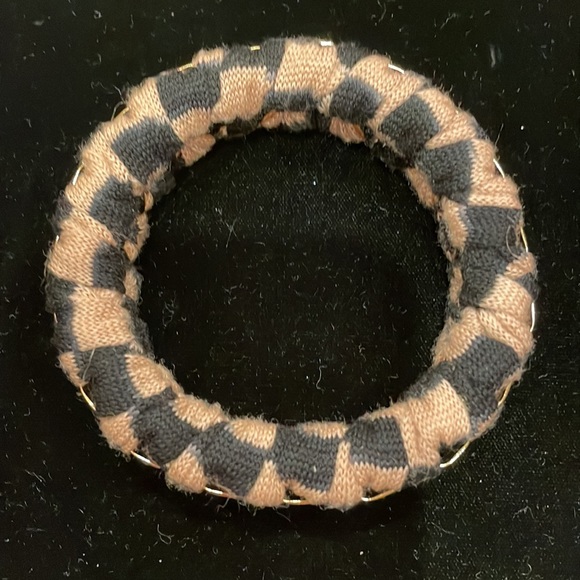 Missoni | Jewelry | Missoni Bangle Black Tan Woven Fabric With Gold ...